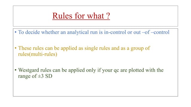 WESTGARD RULES 2.pptx | Standardized Testing | Educational Assessment