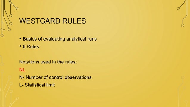 Westgard's rules and LJ (Levey Jennings) Charts. | PPTX