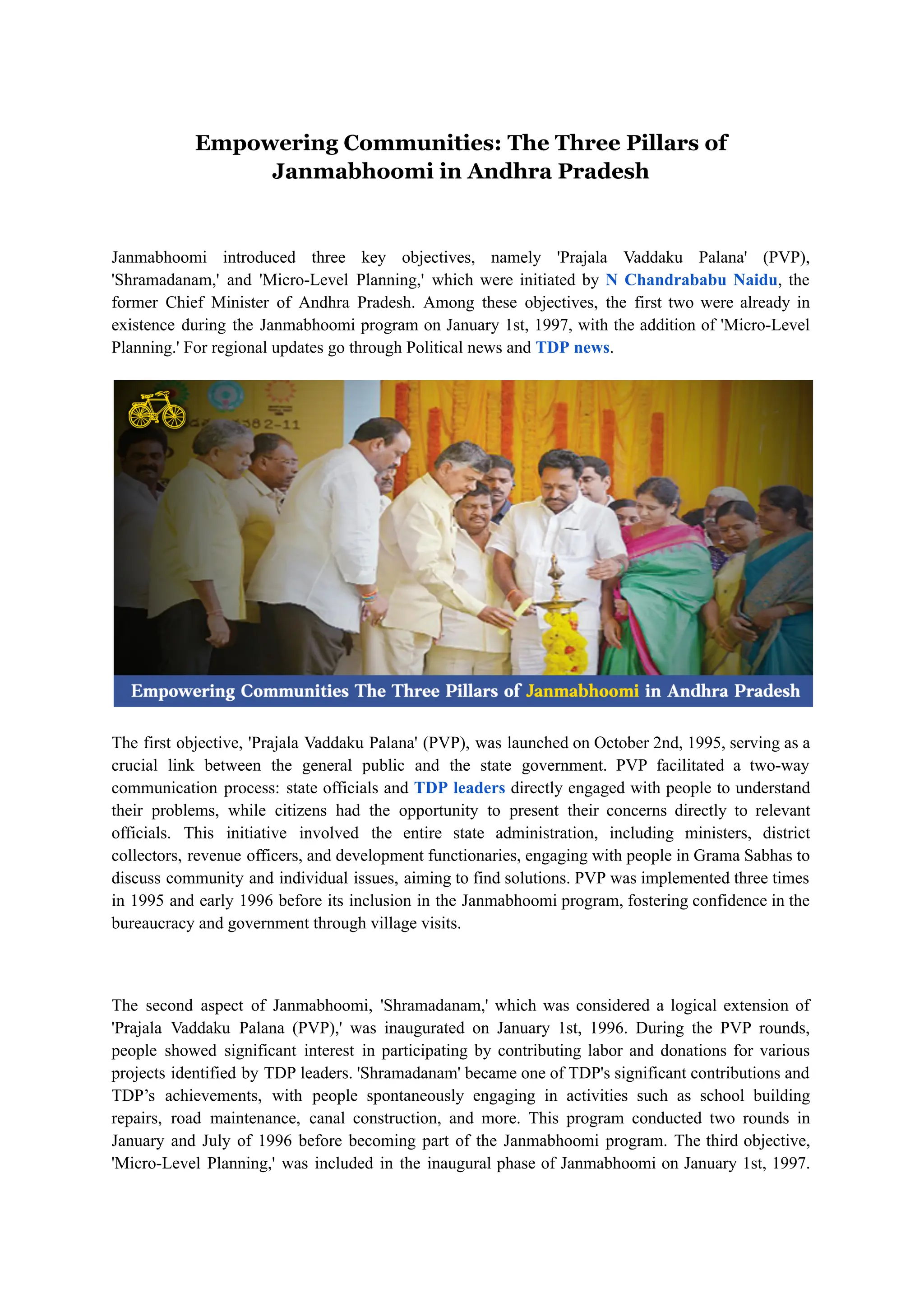 Empowering Communities: The Three Pillars of Janmabhoomi in Andhra ...