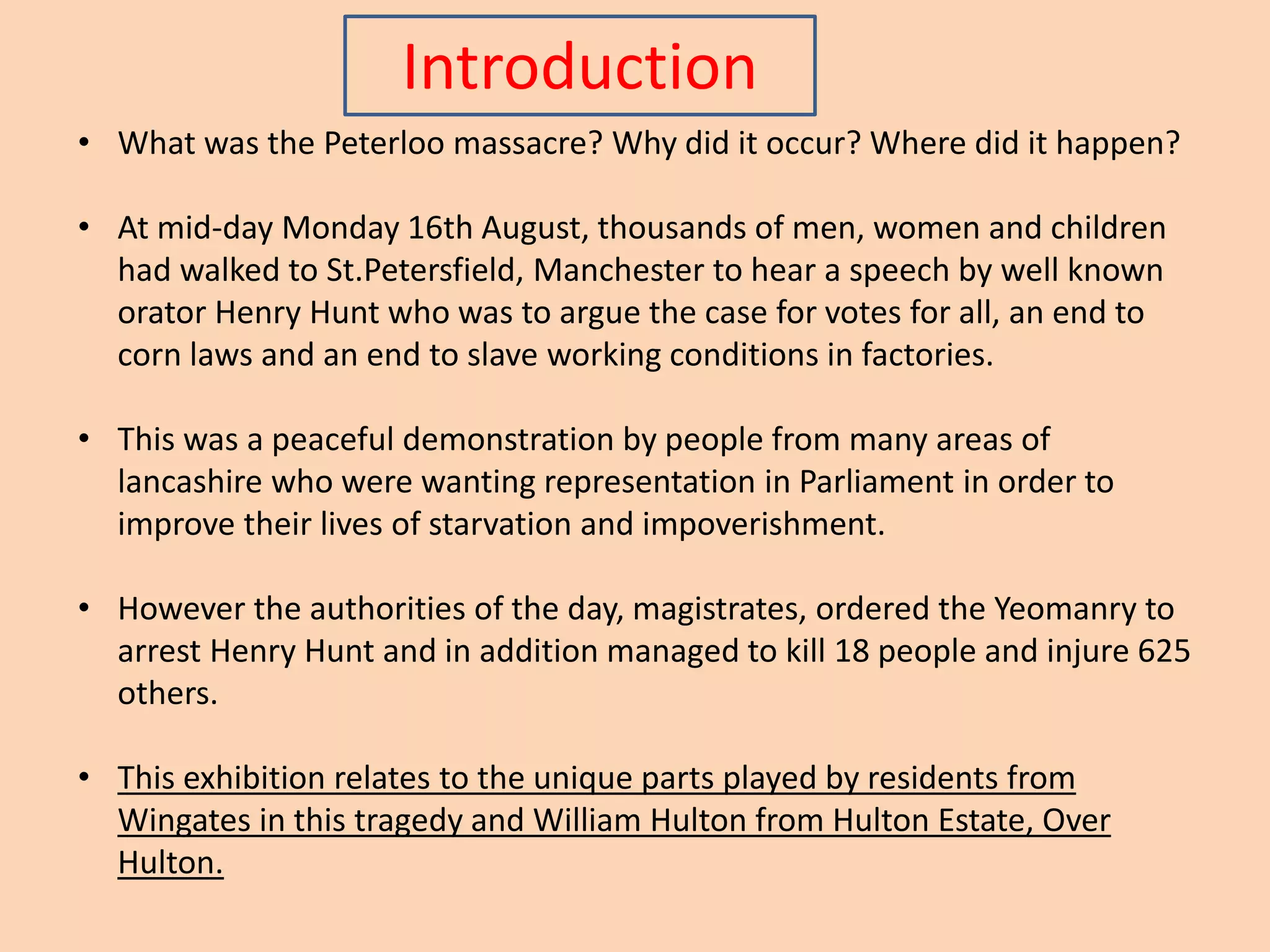 Westhoughton and the Peterloo Massacre | PPTX