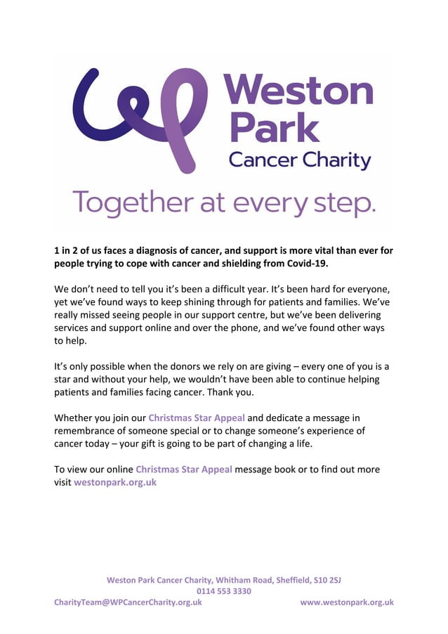 Weston park cancer charity | PDF