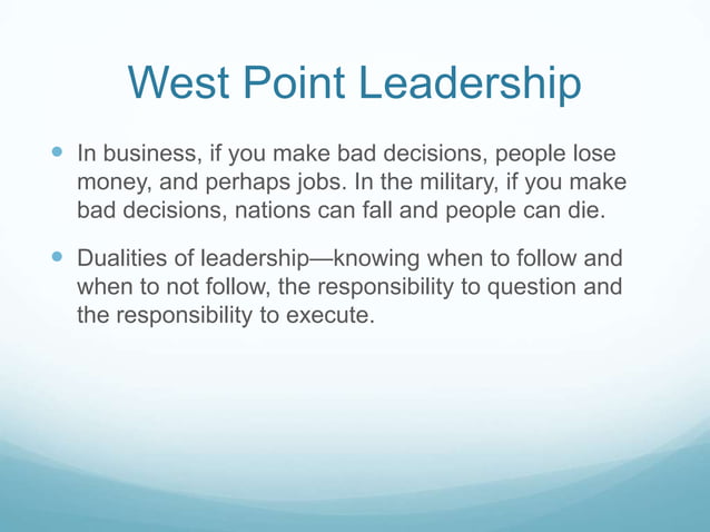 West Point Leadership | PPTX | Education