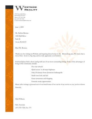 Westside Reality Form Letter | PDF