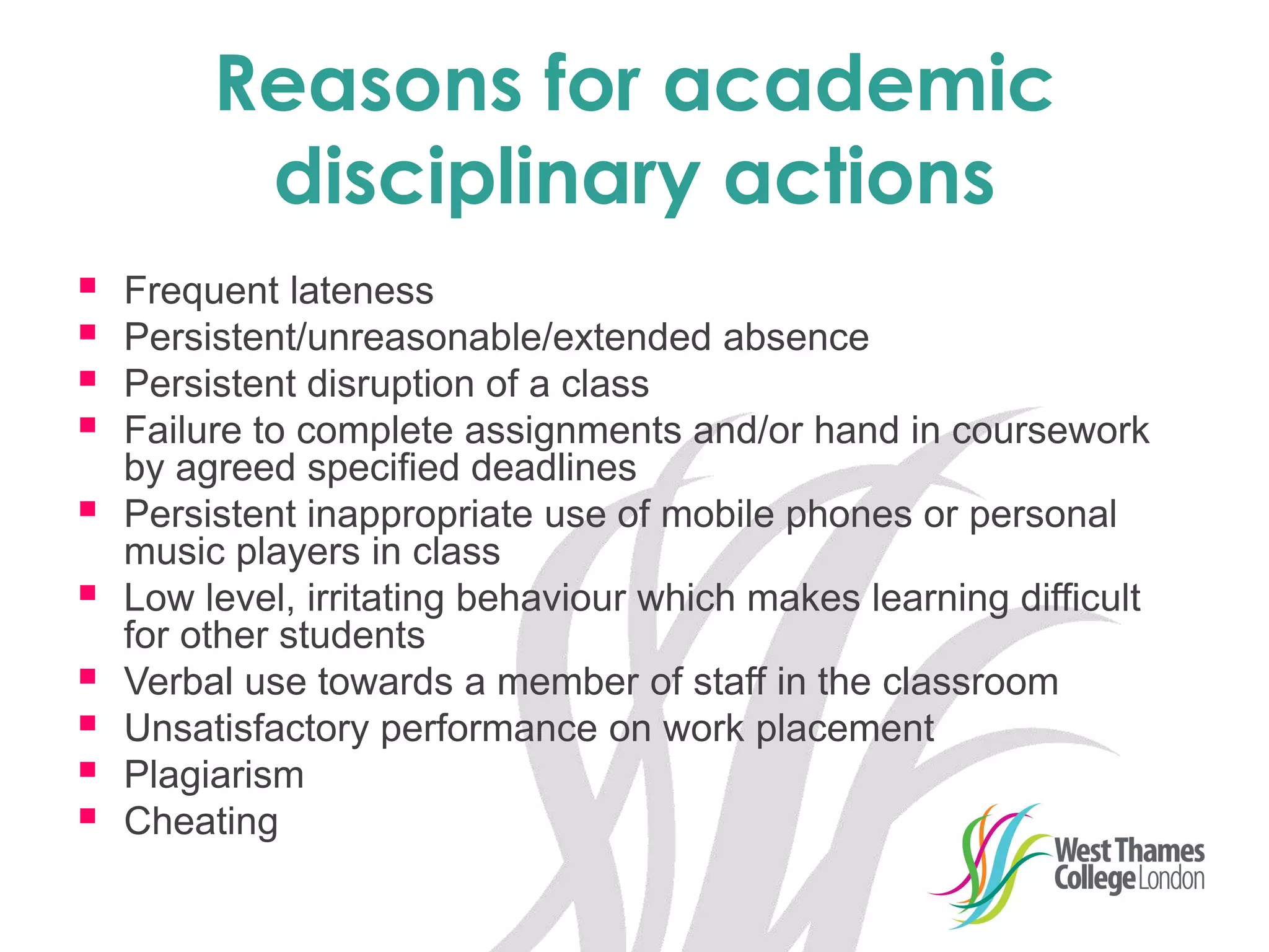 West Thames College student disciplinary procedures | PPT