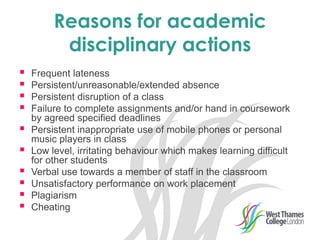 West Thames College student disciplinary procedures | PPT