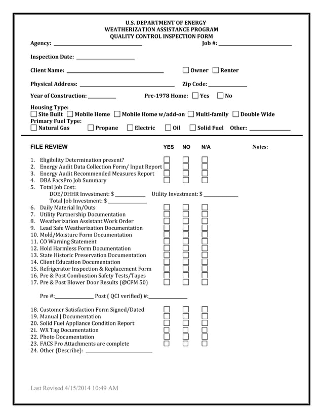 West virginia qci check list | PDF