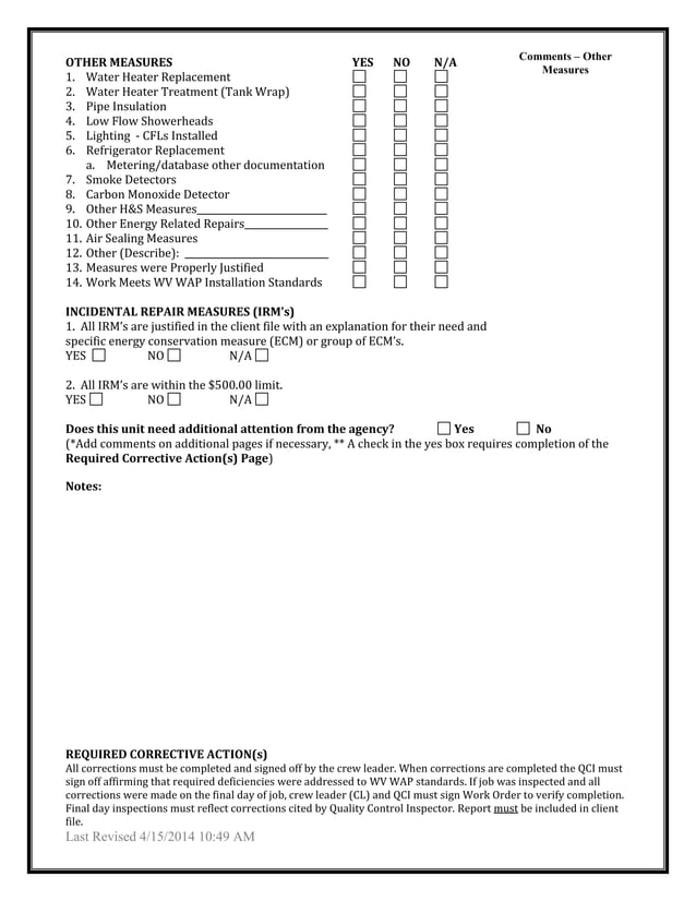 West virginia qci check list | PDF