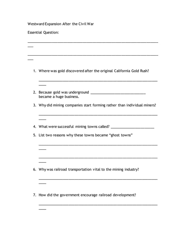 Westward expansion after the civil war | PDF