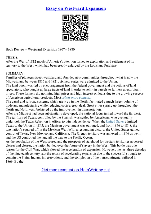 Westward Expansion Essay | PDF | Geography | Science