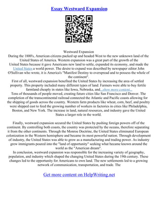 Westward Expansion Essay | PDF | Geography | Science