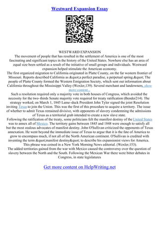 Westward Expansion Essay | PDF | Geography | Science
