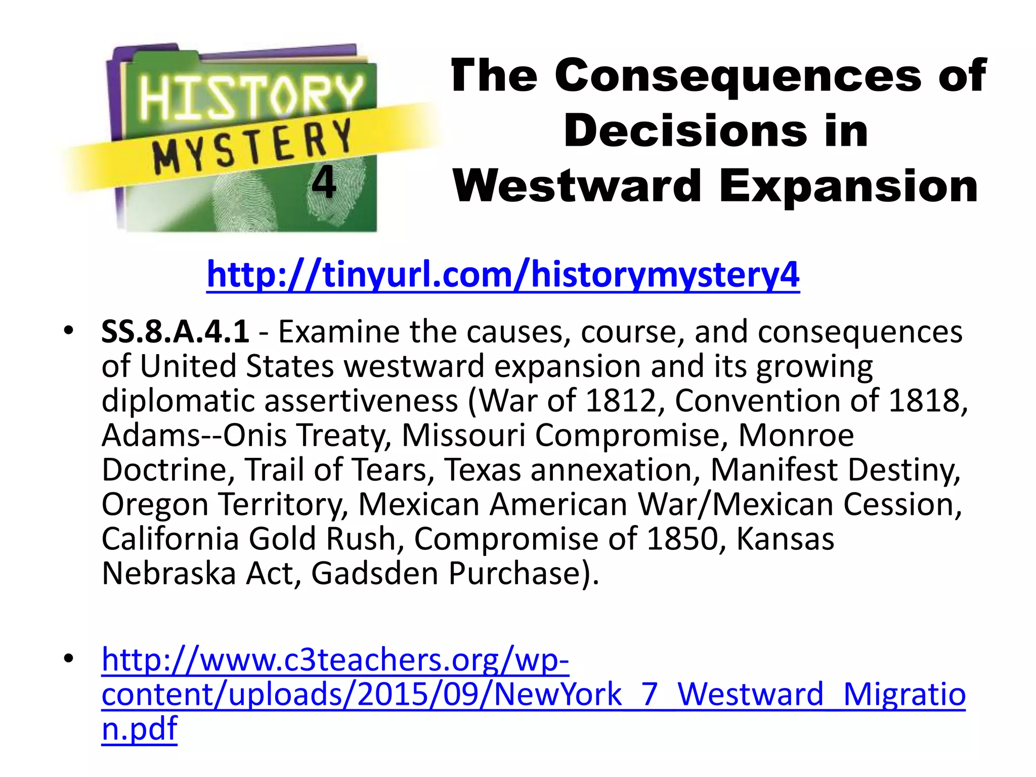 Westward expansion Pinellas version | PPTX | Geography | Science