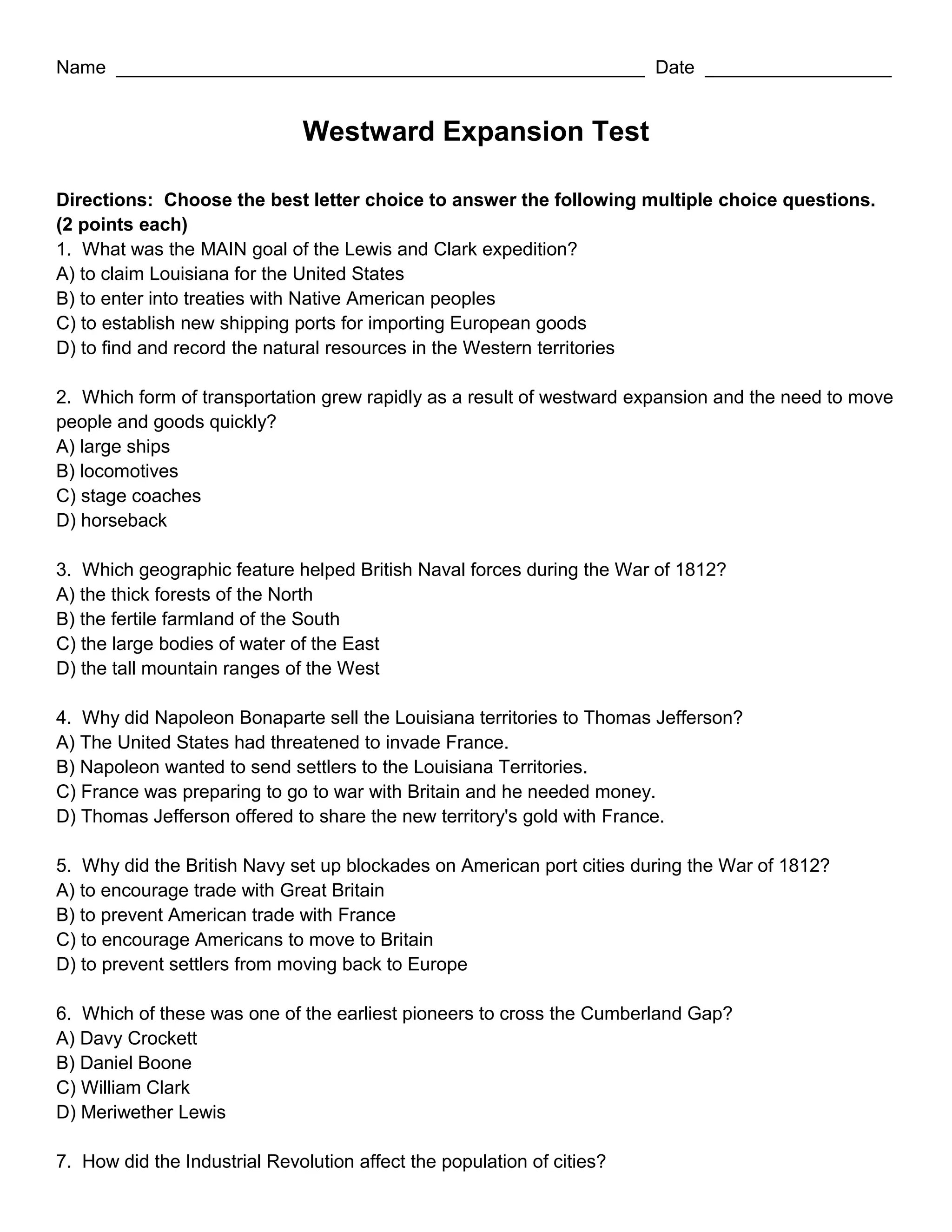 Westward expansion test | DOC