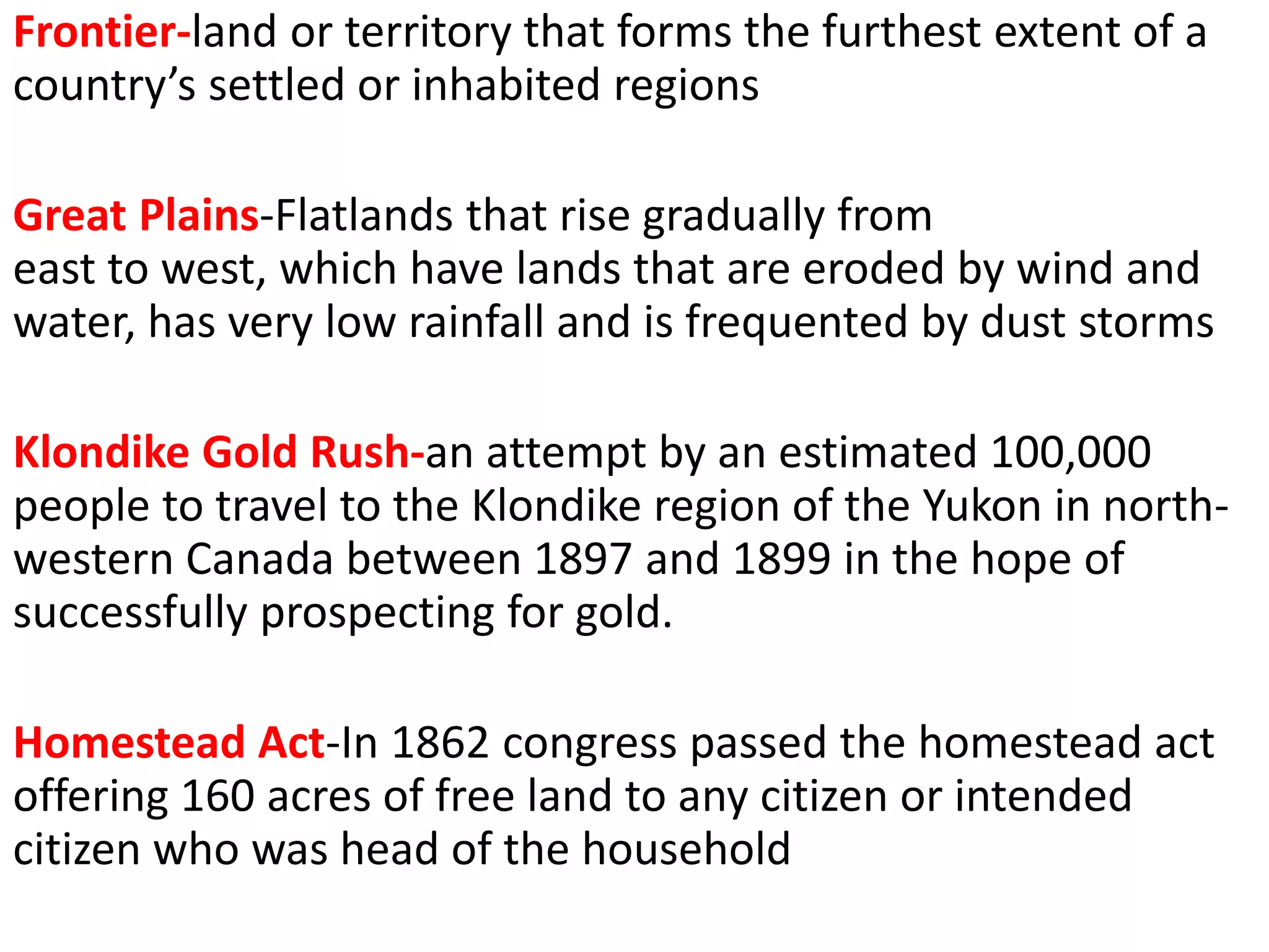 Westward expansion vocabulary | PPT