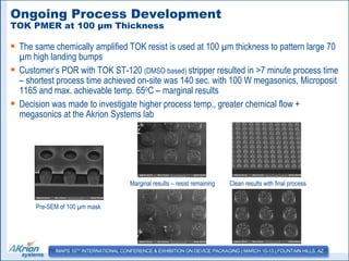 Wet chemical processing with megasonics assist for micro-bump resist ...