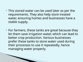 Explore liquid management via water storage tanks in India | PPTX