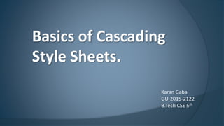 Basics of Cascading Style sheets | PPT