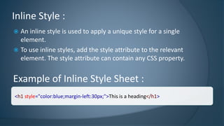 Basics of Cascading Style sheets | PPT