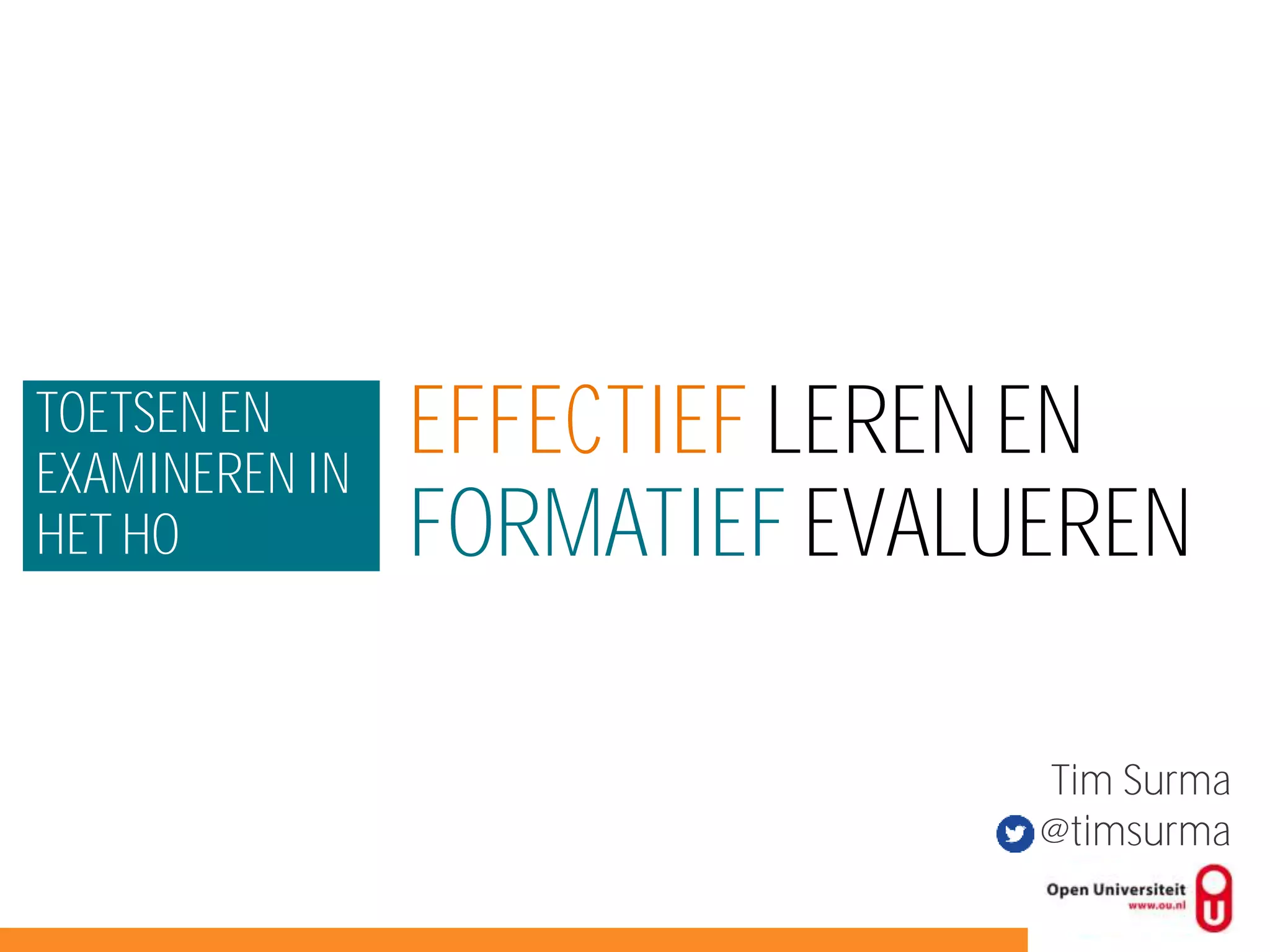 Effectief leren en formatief evalueren | PDF | Educational Assessment ...