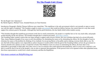 We The People Unit 1 Essay | PDF