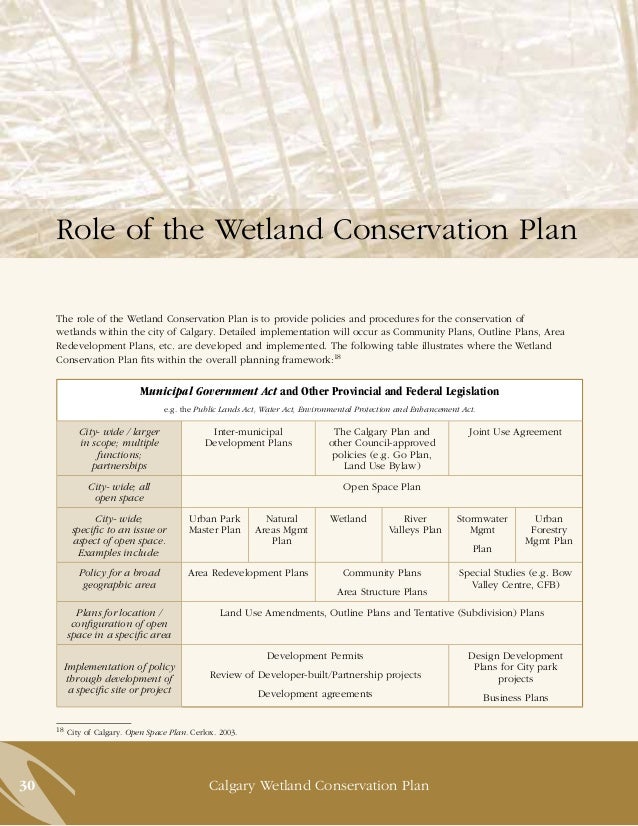 Wetland conservation plan