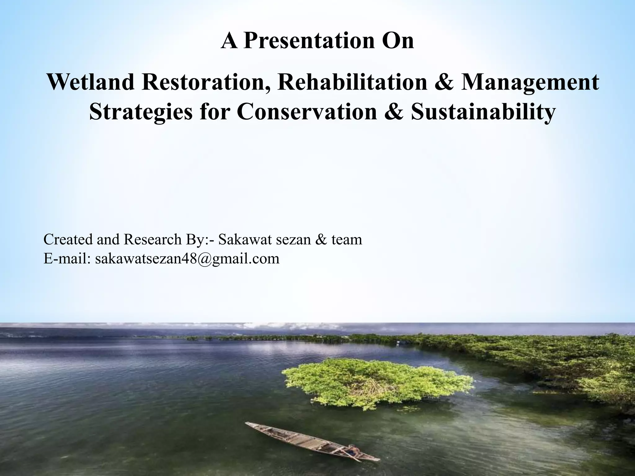 Wetland Restoration, Rehabilitation & Management Strategies for ...