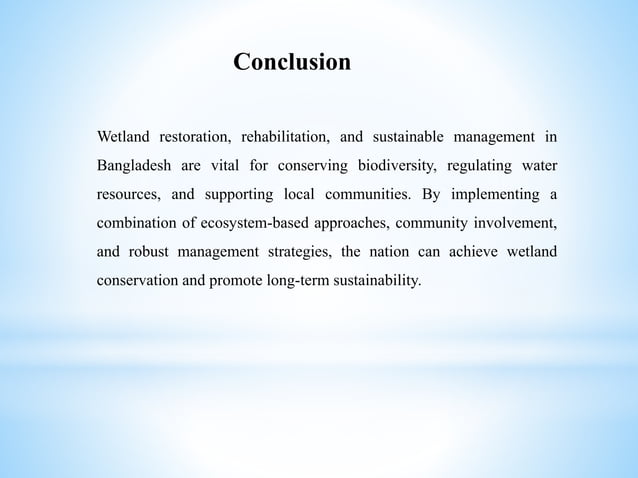 Wetland Restoration, Rehabilitation & Management Strategies for ...