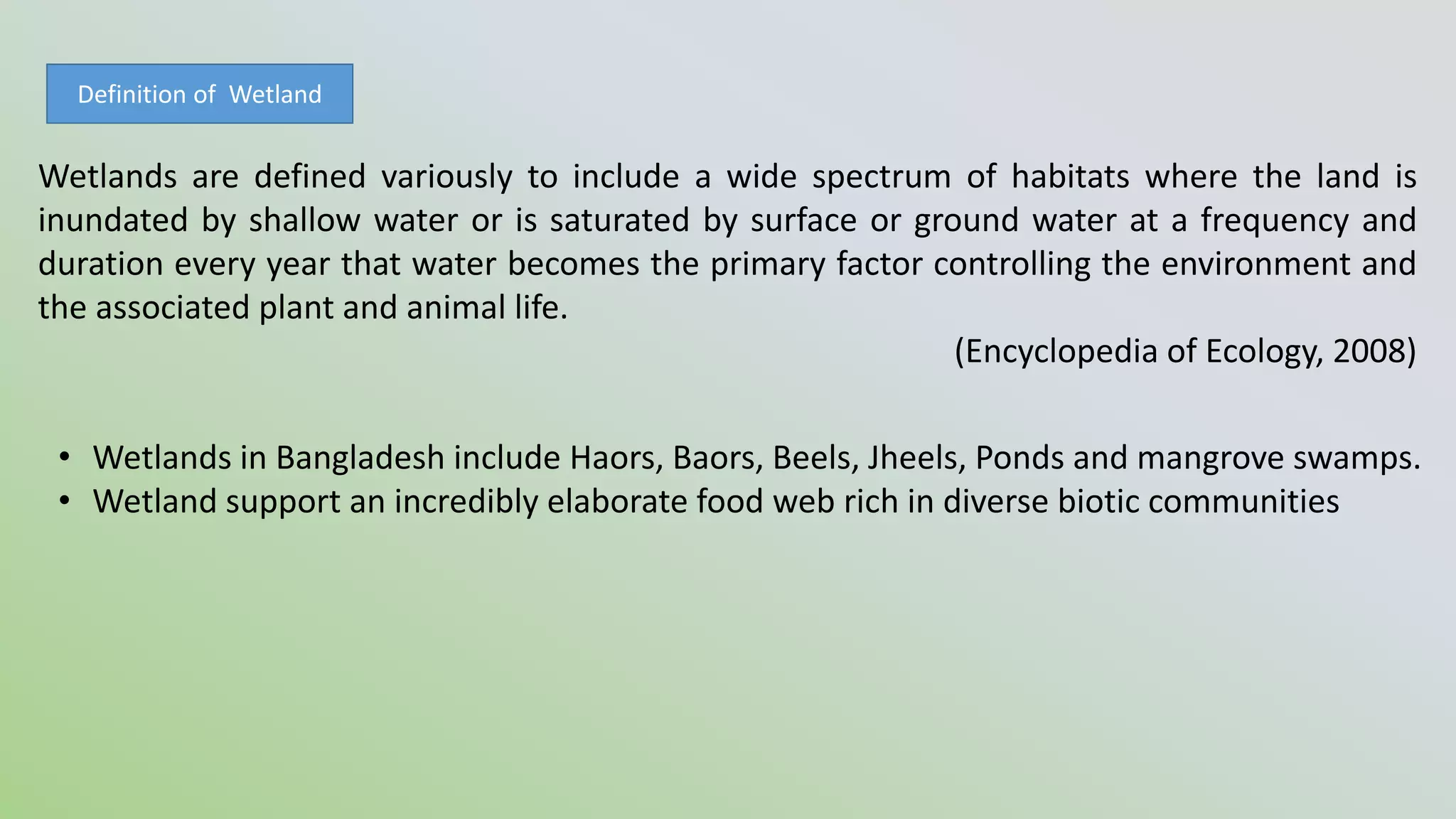 Wetlands & fish status in bangladesh | PPTX