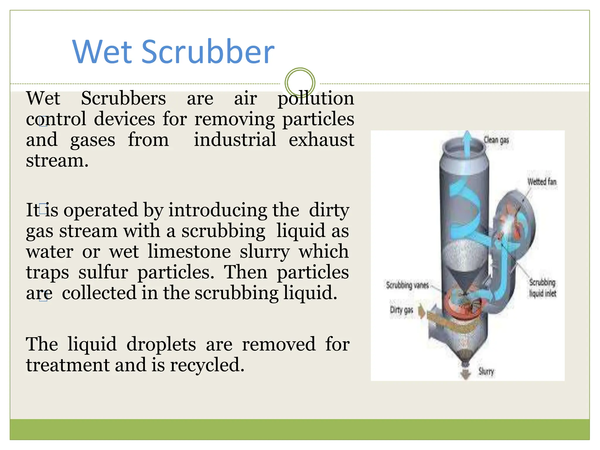 wet scrubber, process, operation and applications | PPTX