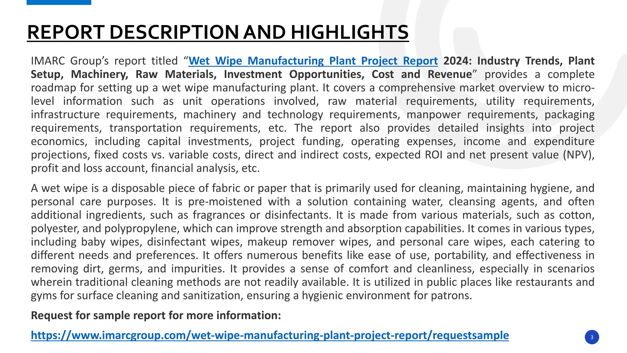Cost and Setup Report on Wet Wipe Manufacturing Plant Project.pptx
