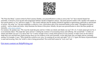 We Wear The Masks Poem | PPT