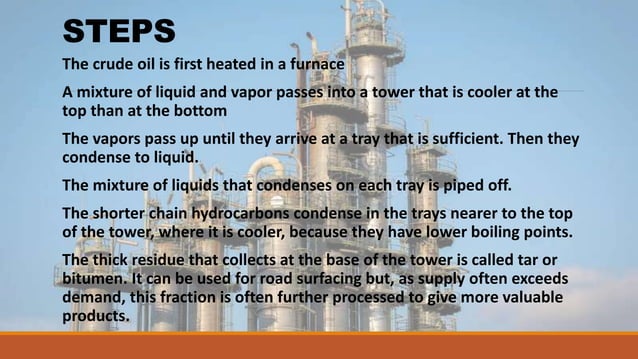 Fractional distillation of oil with mass transfer | PPT