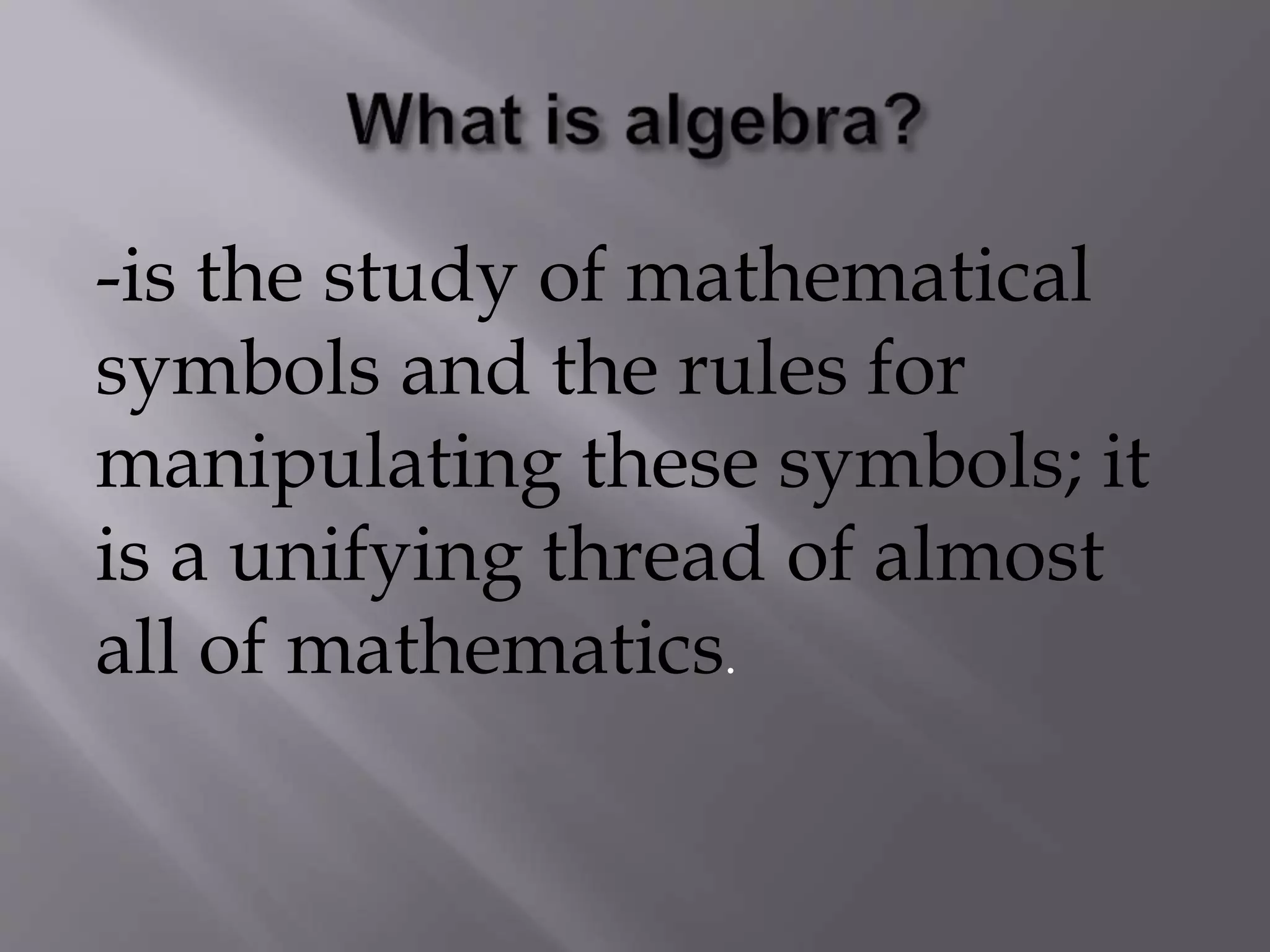 basic algebra | PPT