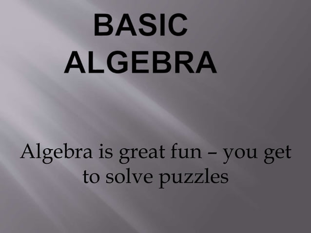 basic algebra | PPT