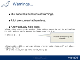 Improving MariaDB Server Code Health | PPT