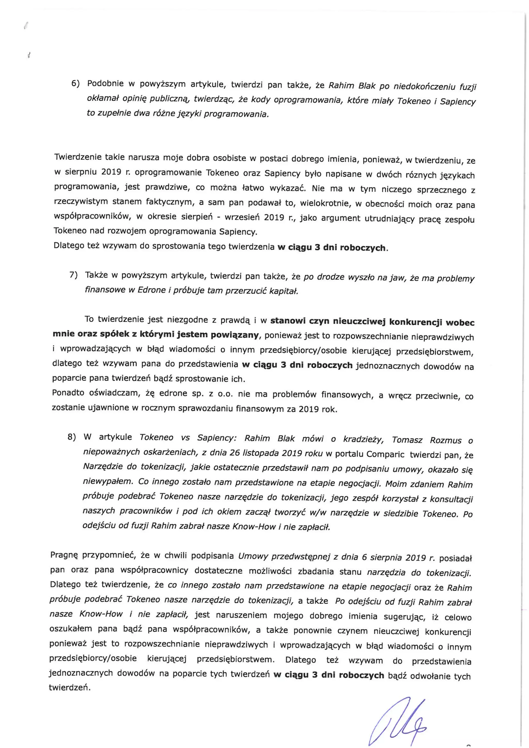 Wezwanie o zaniechanie naruszania dóbr osobistych | PDF