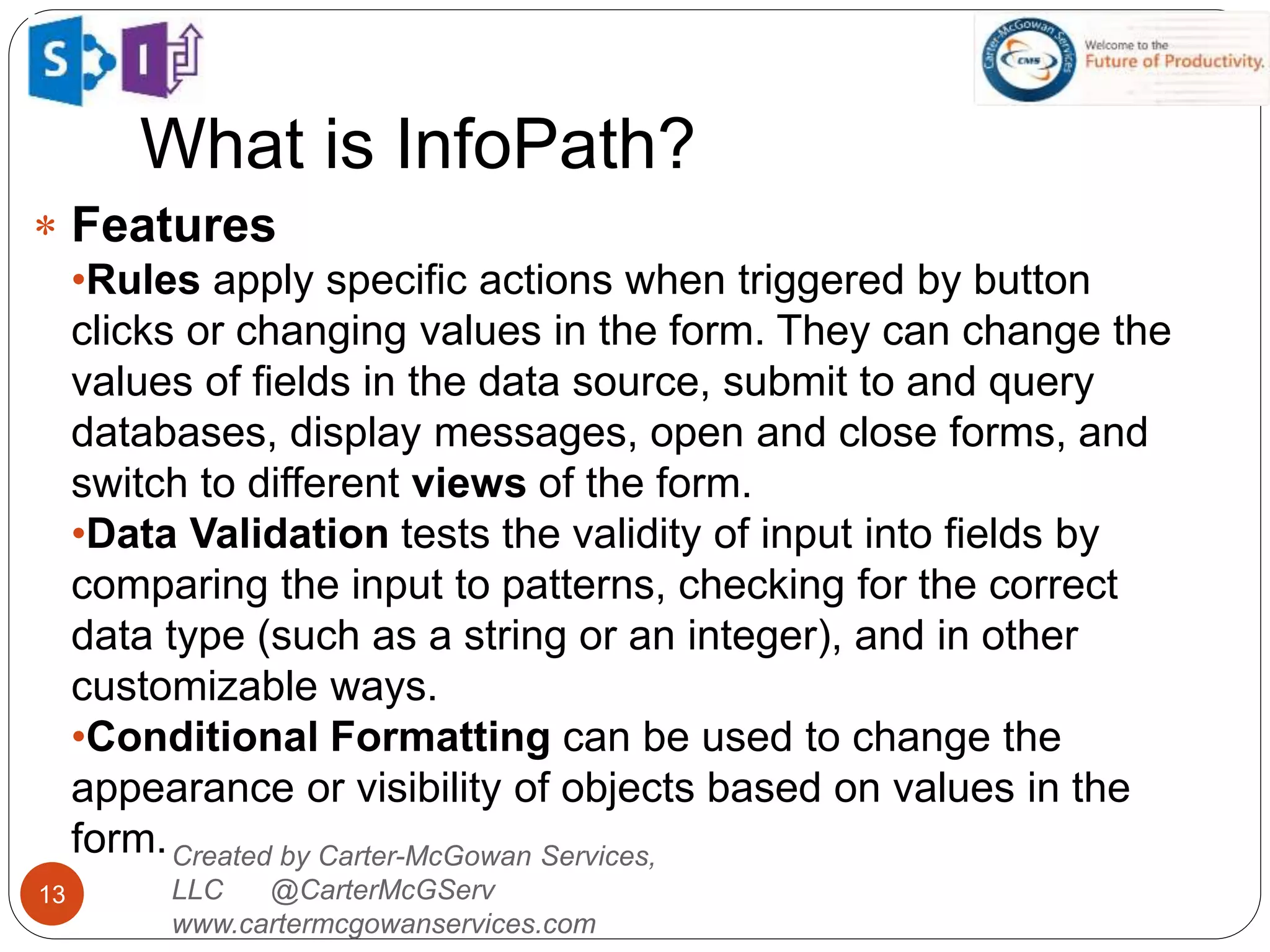 Intro to InfoPath Workflow | PPTX