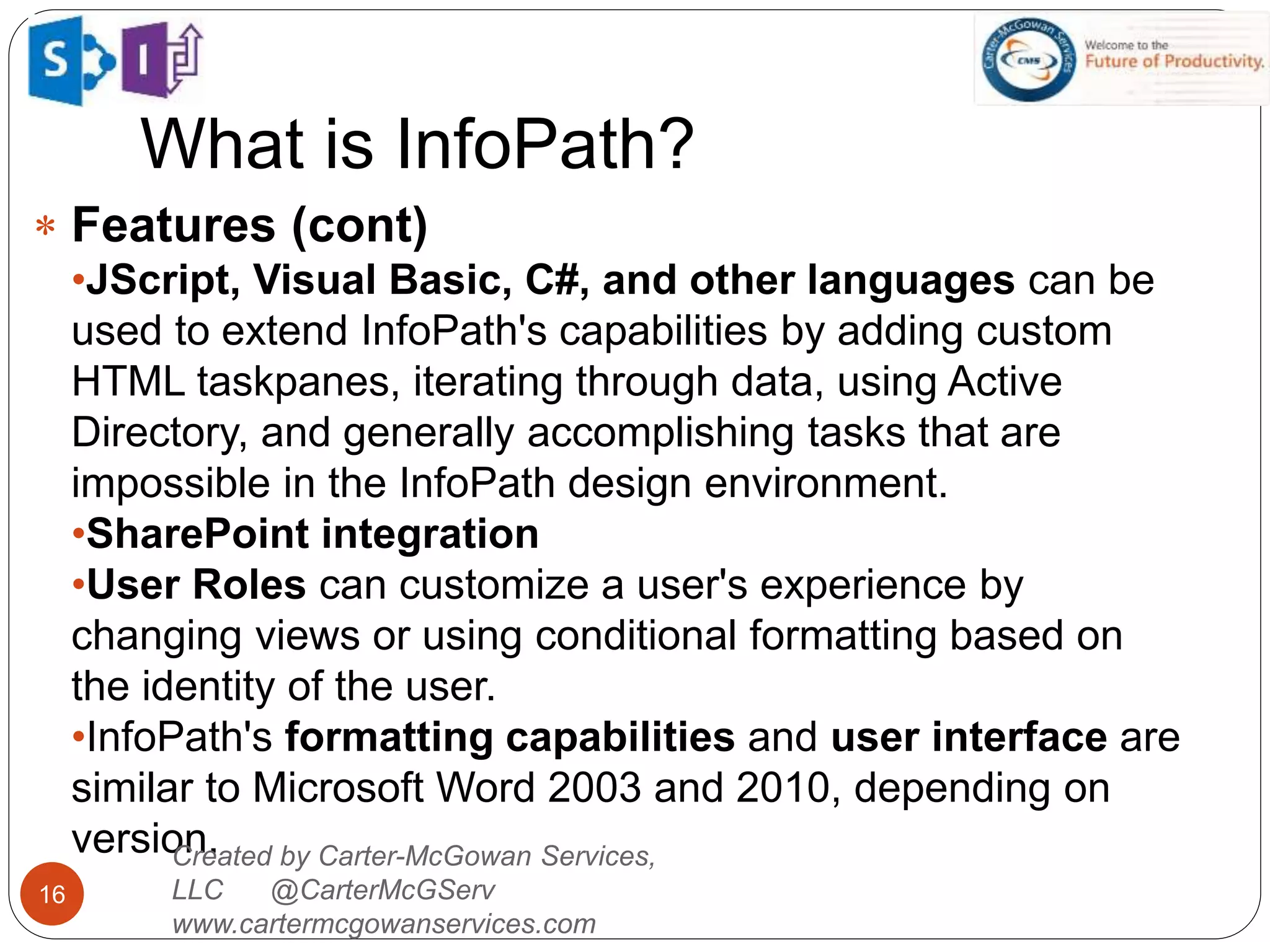 Intro to InfoPath Workflow | PPTX