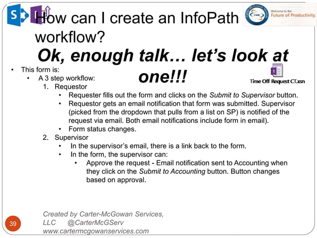 Intro to InfoPath Workflow | PPTX