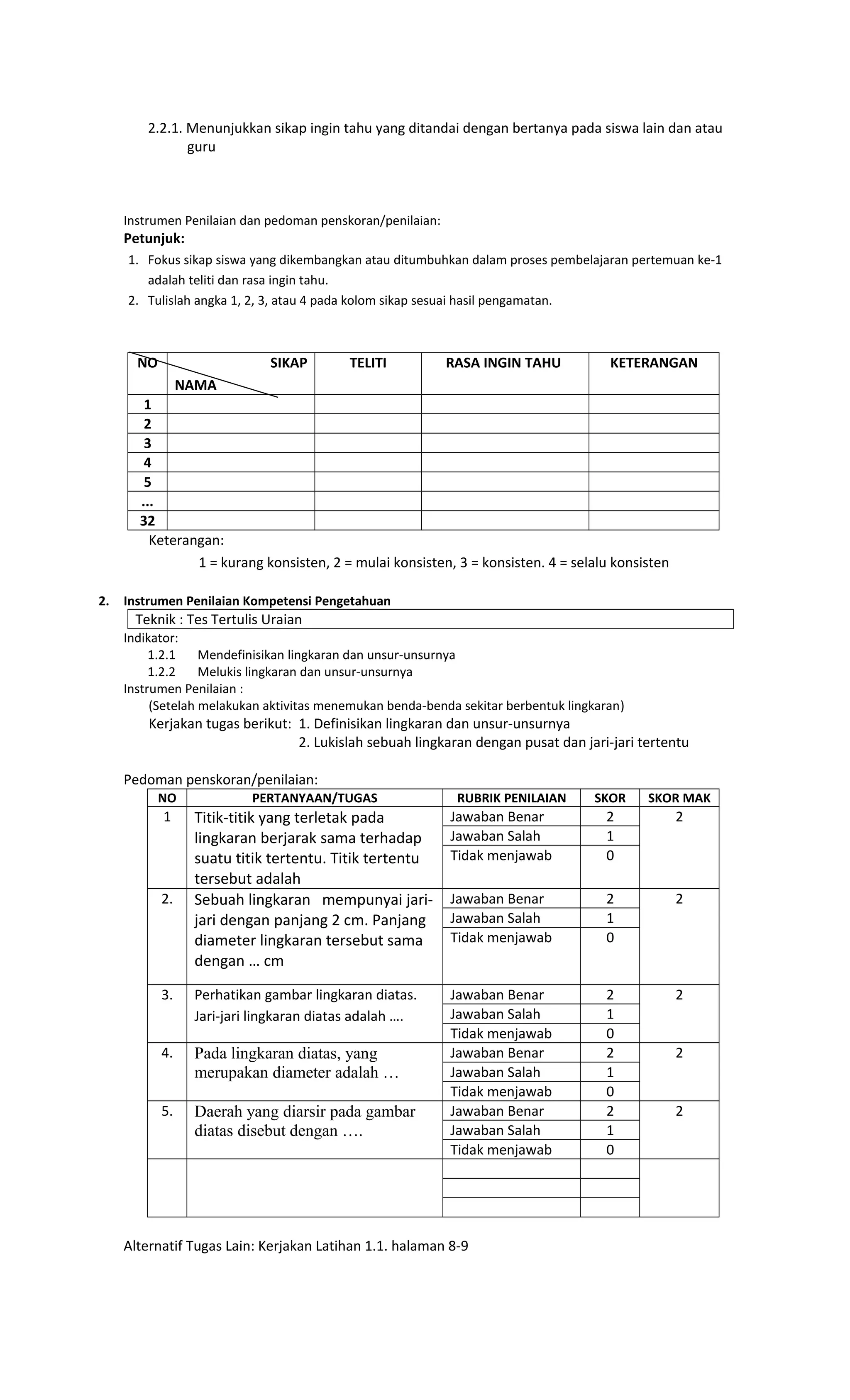 Rpp unsur2lingkaran | PDF