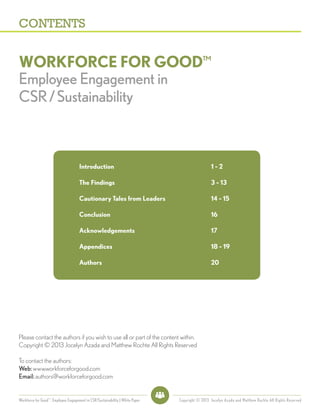 Workforce for Good: Employee Engagement in CSR/Sustainability | PDF