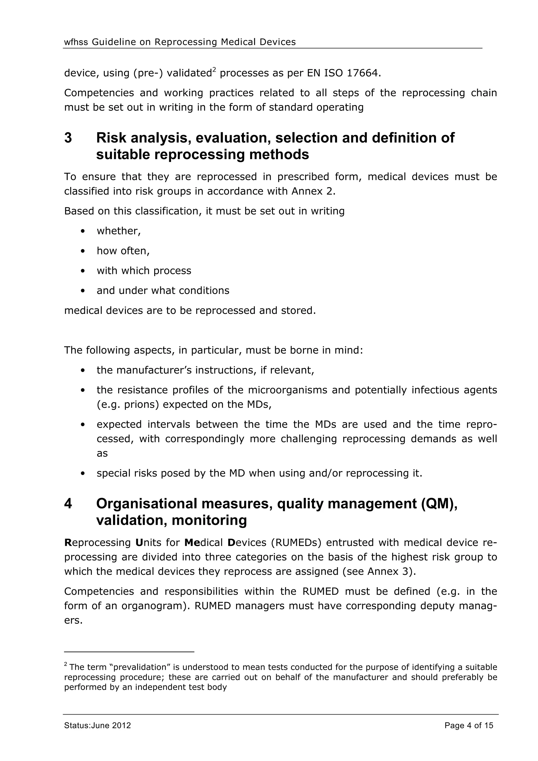 WFHSS Guideline on Reprocessing Medical Devices in / for Healthcare ...