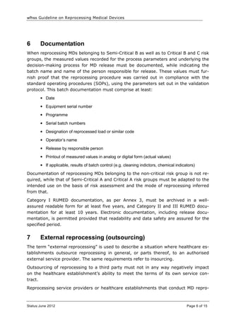 WFHSS Guideline on Reprocessing Medical Devices in / for Healthcare ...