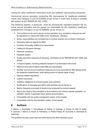 WFHSS Guideline on Reprocessing Medical Devices in / for Healthcare ...