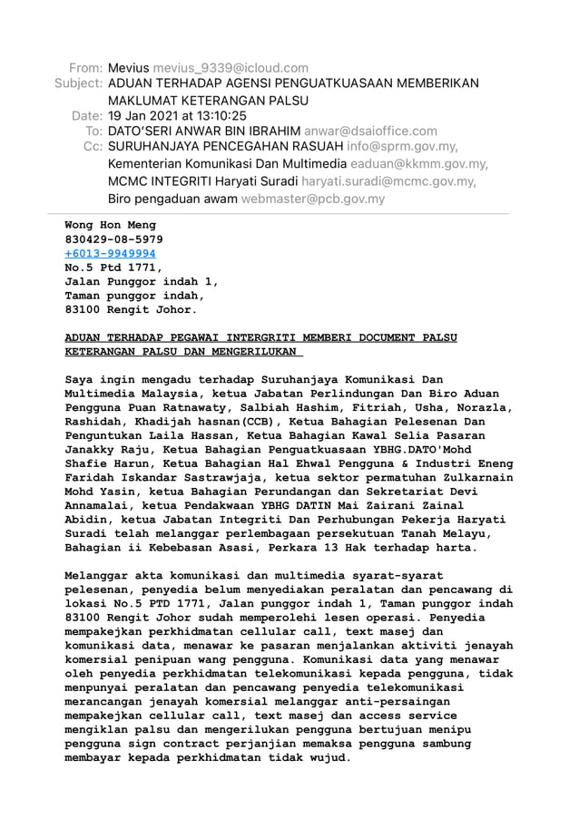 Aduan terhadap agensi_penguatkuasaan_memberikan_maklumat_keterangan_palsu_ | PDF