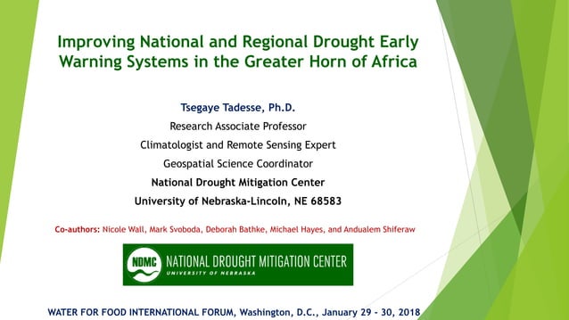 Water for Food International Forum: Improving Drought Early Warning ...