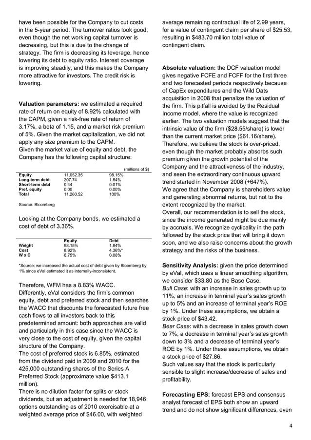 WFM - Initiating Coverage - Report | PDF