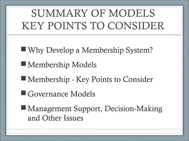 Models of membership and governance | PPT