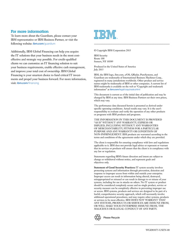 IBM Security Guardium Data Activity Monitor (Data Sheet-USEN) | PDF