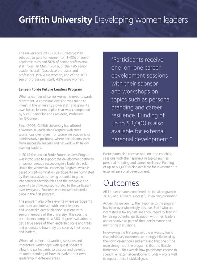 Case study: Developing women leaders - Griffith University | PDF ...